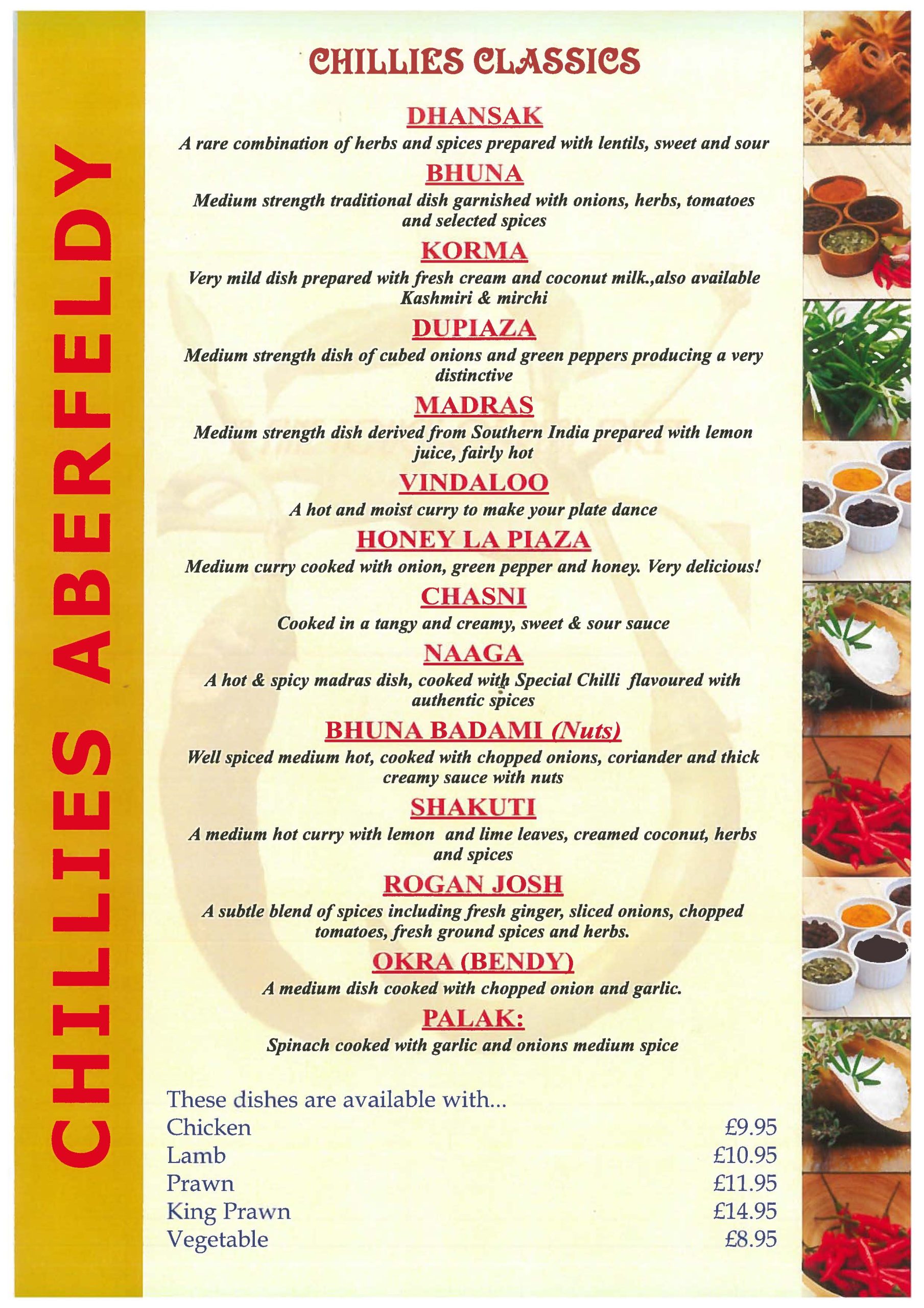 Menu – Chillies Aberfeldy